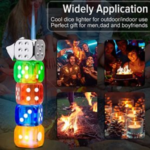 Dice Cool Lighter with Flashing Light,Windproof Jet Flame Refillable Butane Lighter,Novelty Torch Lighter Random Color,Valentines Day Gifts for Men Boyfriend on Birthday,Christmas(Without Butane)