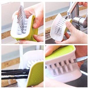 2Pcs Knife Cleaner Blade Brush Green Cutlery Cleaner Brush Bristle Scrub for Kitchen Washing Non-Slip by Lucky Shop1234 (Green, 2pcs)