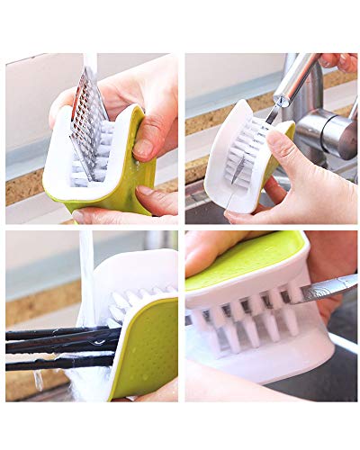 2Pcs Knife Cleaner Blade Brush Green Cutlery Cleaner Brush Bristle Scrub for Kitchen Washing Non-Slip by Lucky Shop1234 (Green, 2pcs)