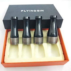 FLYINGQIN 4 Sizes Cigar Nozzle Holder Pure Copper Resin Sculpture Pattern Cigar Pipe Set Bright Silver Gold Vintage Silver (Vintage Silver)