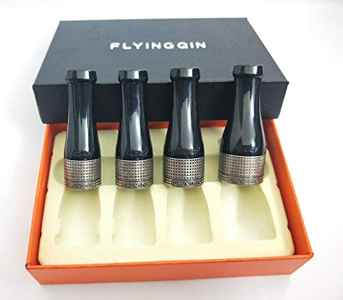 FLYINGQIN 4 Sizes Cigar Nozzle Holder Pure Copper Resin Sculpture Pattern Cigar Pipe Set Bright Silver Gold Vintage Silver (Vintage Silver)