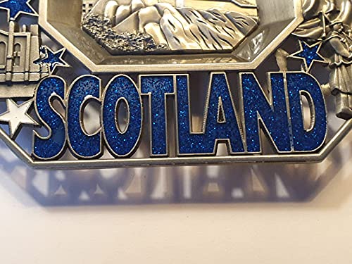 Edinburgh Scotland Metal Ashtray - Castle / Scottish Piper / Highland Cattle / Words in Blue Letters / Souvenir