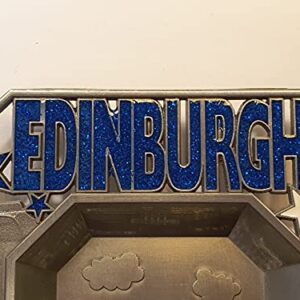 Edinburgh Scotland Metal Ashtray - Castle / Scottish Piper / Highland Cattle / Words in Blue Letters / Souvenir