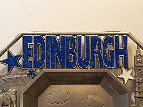 Edinburgh Scotland Metal Ashtray - Castle / Scottish Piper / Highland Cattle / Words in Blue Letters / Souvenir