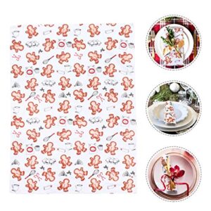 Hemoton Stocking Stuffers Christmas Dish Towel Absorbent Drying Gingerbread Man Dinner Tea Towels Xmas Holiday Table Dining Cotton Tea Towel Dish Cloth Napkin 70X50CM Red Napkins Paper