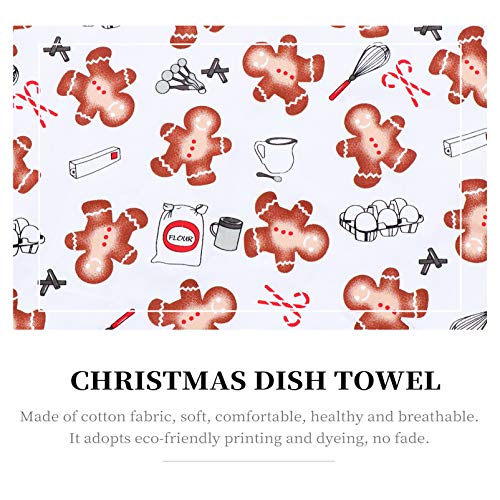 Hemoton Stocking Stuffers Christmas Dish Towel Absorbent Drying Gingerbread Man Dinner Tea Towels Xmas Holiday Table Dining Cotton Tea Towel Dish Cloth Napkin 70X50CM Red Napkins Paper