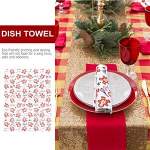 Hemoton Stocking Stuffers Christmas Dish Towel Absorbent Drying Gingerbread Man Dinner Tea Towels Xmas Holiday Table Dining Cotton Tea Towel Dish Cloth Napkin 70X50CM Red Napkins Paper