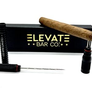 Elevate Bar Co.™ Heavy Duty 4-in-1 Cigar Punch Tool, Dual Size Punch (20 – 70 Gauge Cigar), Enhance Draw Pick Tool, and 2-Prong Nubber