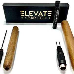 Elevate Bar Co.™ Heavy Duty 4-in-1 Cigar Punch Tool, Dual Size Punch (20 – 70 Gauge Cigar), Enhance Draw Pick Tool, and 2-Prong Nubber