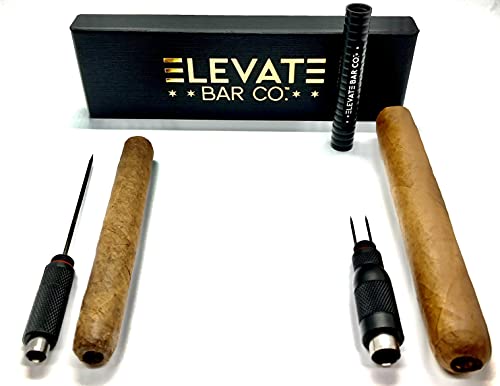 Elevate Bar Co.™ Heavy Duty 4-in-1 Cigar Punch Tool, Dual Size Punch (20 – 70 Gauge Cigar), Enhance Draw Pick Tool, and 2-Prong Nubber