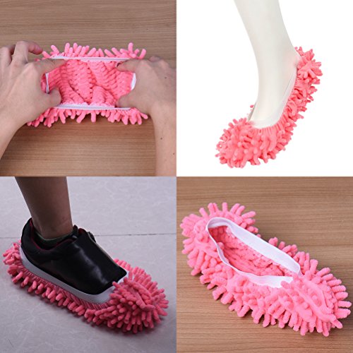 YINUOWEI 5 Pairs/10 pcs Washable Dust Mop Slippers Shoes Cover Soft Washable Reusable Microfiber Cleaning Mop Slippers Floor Dust Hair Cleaners Multi-Function Cleaning Shows Cover