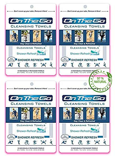 On The Go Towels Shower Refresh Large Body Wipes (40)