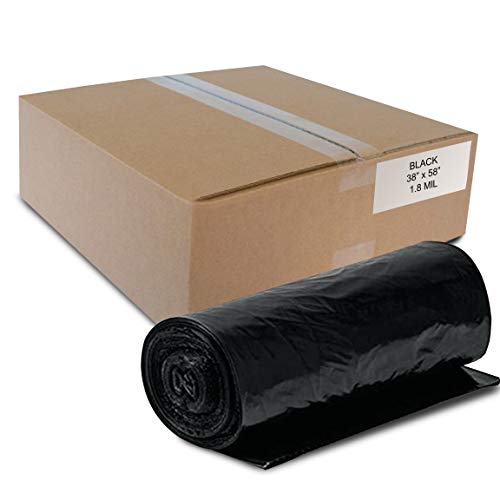 ALL SUPPLIES SHOP Medium, Large 38” X 58” Black Trash Can Liner, 55-60 Gal Garbage Bags, 47 Micron 1.8 Mil Thick for Homes/Offices/Bathrooms/Hospitals/Hotels/Gyms, Indoor/Outdoor Use 100 Per, Roll