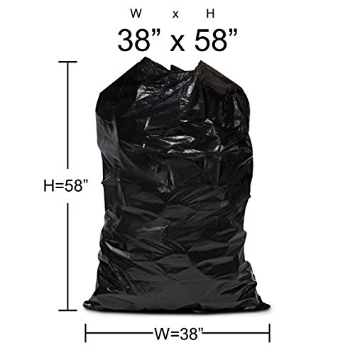 ALL SUPPLIES SHOP Medium, Large 38” X 58” Black Trash Can Liner, 55-60 Gal Garbage Bags, 47 Micron 1.8 Mil Thick for Homes/Offices/Bathrooms/Hospitals/Hotels/Gyms, Indoor/Outdoor Use 100 Per, Roll