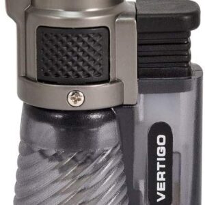 Vertigo by Lotus Cyclone Triple Torch Cigar Lighter Charcoal 2 Pack with FESS 62R V Cut Cigar Cutter (Charcoal)