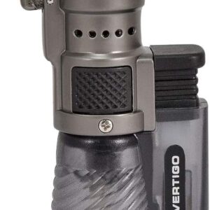 Vertigo by Lotus Cyclone Triple Torch Cigar Lighter Charcoal 2 Pack with FESS 62R V Cut Cigar Cutter (Charcoal)