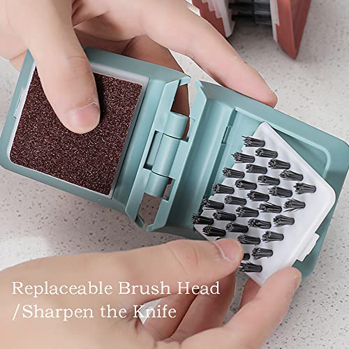 JoinHere U Shape Knife Washer Blade Brush Knife Cleaner Cutlery Brush - Blade Cleaning Brush Cutlery Cleaner Brush Double Sided Cleaning Brush Cleaning Supplies for Housekeeping