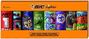 bic special edition flick my bic series lighters, set of 8 lighters