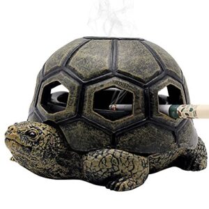 rabbitroom turtle ashtrays for cigarettes ashtray with lid,cute creative resin ash tray cigarettes holder for indoor outdoor home office car decoration (turtle)