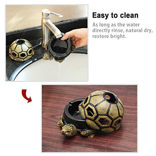 Rabbitroom Turtle Ashtrays for Cigarettes Ashtray with Lid,Cute Creative Resin Ash Tray Cigarettes Holder for Indoor Outdoor Home Office Car Decoration (Turtle)