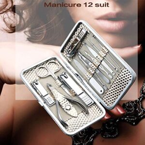 Professional Nail Clipper Set, Manicure Tools, Pedicure Kit, 12 In 1 Stainless Steel Professional Grooming Kit with Luxurious Travel Case(Gold)