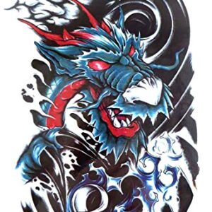 10 sheets dragon yinyang koi large 8.25" half-sleeve arm tattoo good fake tattoos