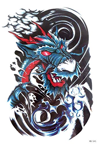 10 sheets dragon yinyang koi large 8.25" half-sleeve arm tattoo good fake tattoos