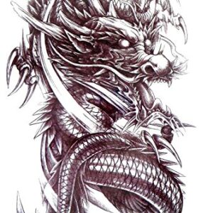 10 sheets dragon yinyang koi large 8.25" half-sleeve arm tattoo good fake tattoos