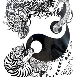 10 sheets dragon yinyang koi large 8.25" half-sleeve arm tattoo good fake tattoos