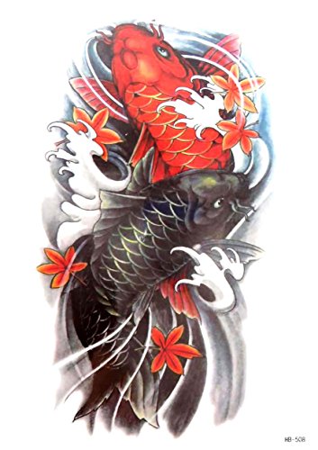 10 sheets dragon yinyang koi large 8.25" half-sleeve arm tattoo good fake tattoos