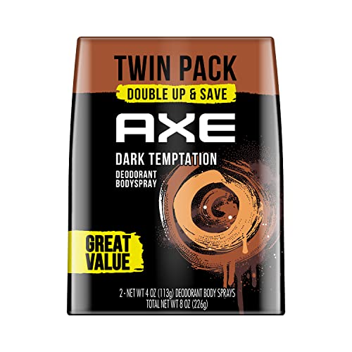 AXE Dual Action Body Spray Deodorant for Long Lasting Odor Protection Dark Temptation Body Spray Deodorant for Men Formulated Without Aluminum 4. 0 oz, Twin Pack