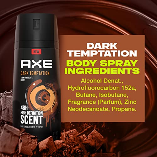 AXE Dual Action Body Spray Deodorant for Long Lasting Odor Protection Dark Temptation Body Spray Deodorant for Men Formulated Without Aluminum 4. 0 oz, Twin Pack