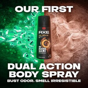 AXE Dual Action Body Spray Deodorant for Long Lasting Odor Protection Dark Temptation Body Spray Deodorant for Men Formulated Without Aluminum 4. 0 oz, Twin Pack