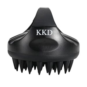 kkd hair scalp massager shampoo brush, scalp care hair brush with soft silicone scalp massager, exfoliate and remove dandruff, promote hair growth ( black)