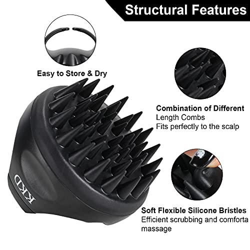 KKD Hair Scalp Massager Shampoo Brush, Scalp Care Hair Brush with Soft Silicone Scalp Massager, Exfoliate and Remove Dandruff, Promote Hair Growth ( Black)