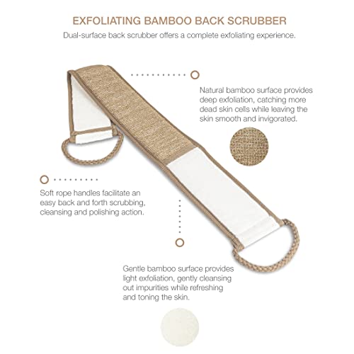 Eurow Beauty Cleaning and Cleansing Exfoliating Bamboo Back Scrubber, 2 Pack