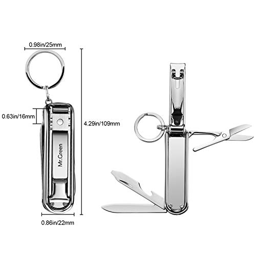 Portable Nail Clippers,Medical Grade Stainless Steel Foldable Nail Cutter with Leather Case, Ultra Slim Travel Design