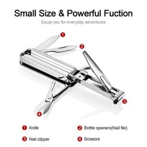 Portable Nail Clippers,Medical Grade Stainless Steel Foldable Nail Cutter with Leather Case, Ultra Slim Travel Design