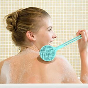 INGVY Dry Brushing Body Brush Bath Back Body Bath Shower Silicone Scrubber Brushes with Handle Exfoliating Scrub Skin Massager Exfoliation Bathroom Brush