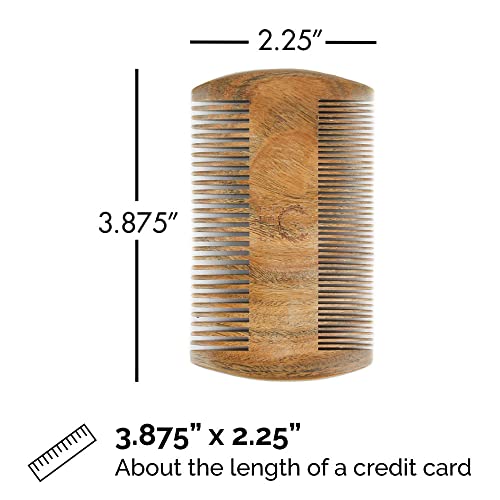 ZEUS Double-Sided Sandalwood Comb with Leather Sheath, Wooden Sandalwood Beard & Mustache Comb, Everyday Travel Comb – R31