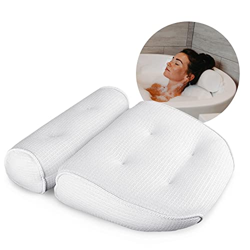 Ultra-Soft Bathtub Pillow with 6 Non-Slip Suction Cups, Bath Pillows for Tub, Extra Thick, Convenient, Quick-Dry 2-Panel Tub Pillow Bath Cushion for Head, Neck, Back, and Shoulder Support - Haven Houz