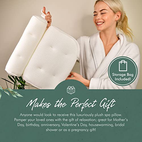 Ultra-Soft Bathtub Pillow with 6 Non-Slip Suction Cups, Bath Pillows for Tub, Extra Thick, Convenient, Quick-Dry 2-Panel Tub Pillow Bath Cushion for Head, Neck, Back, and Shoulder Support - Haven Houz