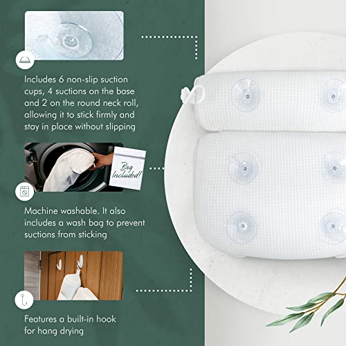 Ultra-Soft Bathtub Pillow with 6 Non-Slip Suction Cups, Bath Pillows for Tub, Extra Thick, Convenient, Quick-Dry 2-Panel Tub Pillow Bath Cushion for Head, Neck, Back, and Shoulder Support - Haven Houz