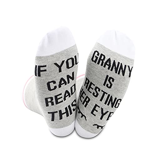 2PAIRS Granny Gift Granny Socks for Grandma If You Can Read This Granny Is Resting Her Eyes(Granny resting eyes)