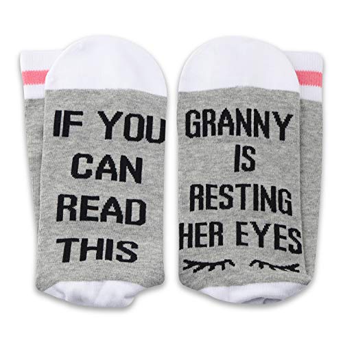 2PAIRS Granny Gift Granny Socks for Grandma If You Can Read This Granny Is Resting Her Eyes(Granny resting eyes)