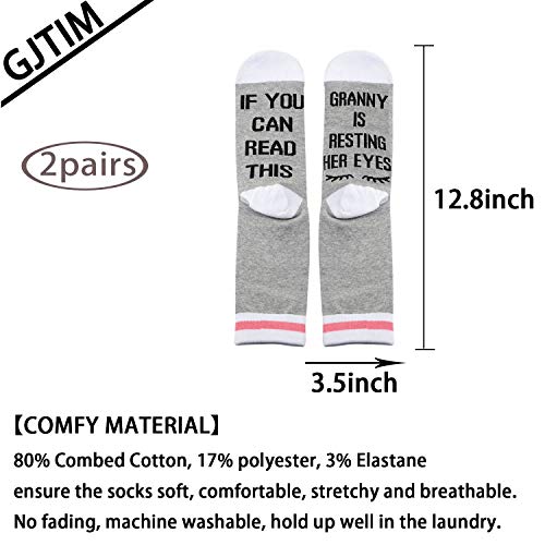 2PAIRS Granny Gift Granny Socks for Grandma If You Can Read This Granny Is Resting Her Eyes(Granny resting eyes)