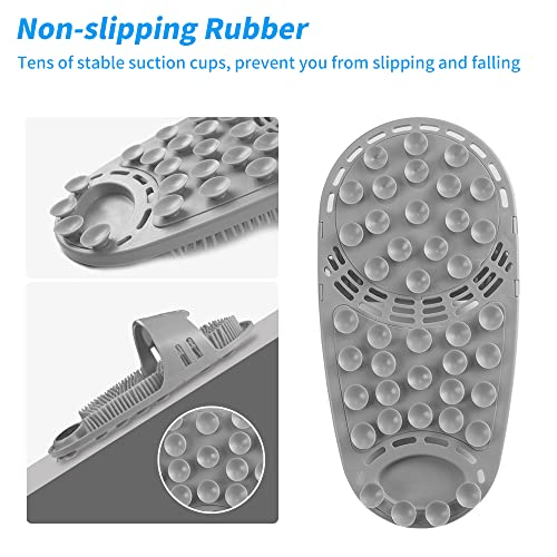 Kibhous Silicone Shower Foot Scrubber Personal Foot Massage and Cleaning with Soft Silicone Bristles and Non-Slip Suction Cups, Foot Scrubbers for Use in Shower Men and Women (1PCS Gray)