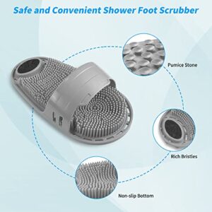 Kibhous Silicone Shower Foot Scrubber Personal Foot Massage and Cleaning with Soft Silicone Bristles and Non-Slip Suction Cups, Foot Scrubbers for Use in Shower Men and Women (1PCS Gray)