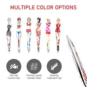 Eyebrow Tweezers Pinkiou Professional Slant tip Brow Clip Hair Removal Makeup Tool with Printed Beauty Cover Cosmetic 6 style pack of 6 pcs (Bikini)