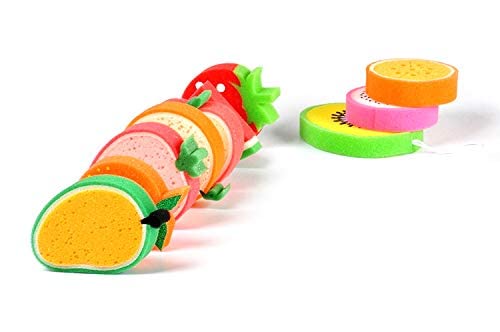 Prasa Scrub Sponge, Multi-Use Cute Fruit Pattern Sponges Scrubber Bath Cleaning Sponges Scrubbing Sponges Use for Bathroom & More(random-10pcs)